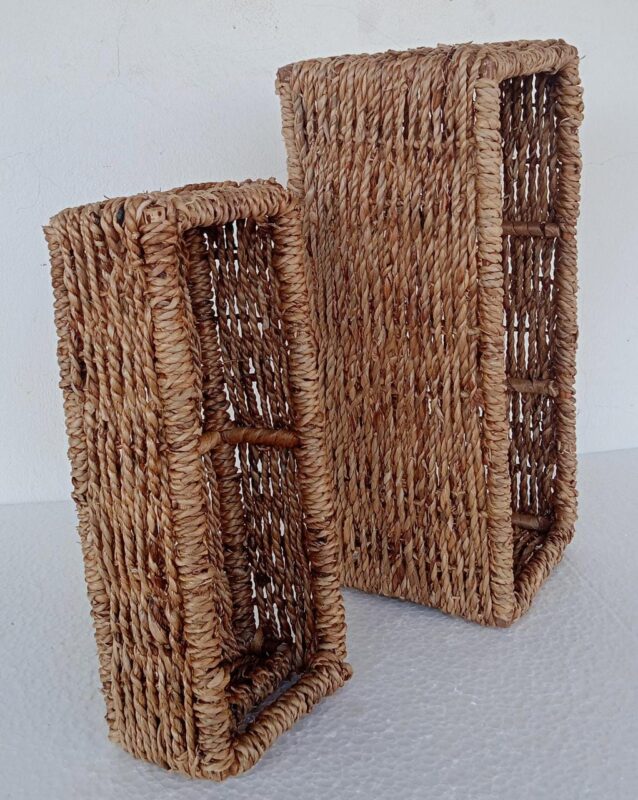 Water Hyacinth Basket with cane Frame,EWH211CF - ETHICA ONLINE